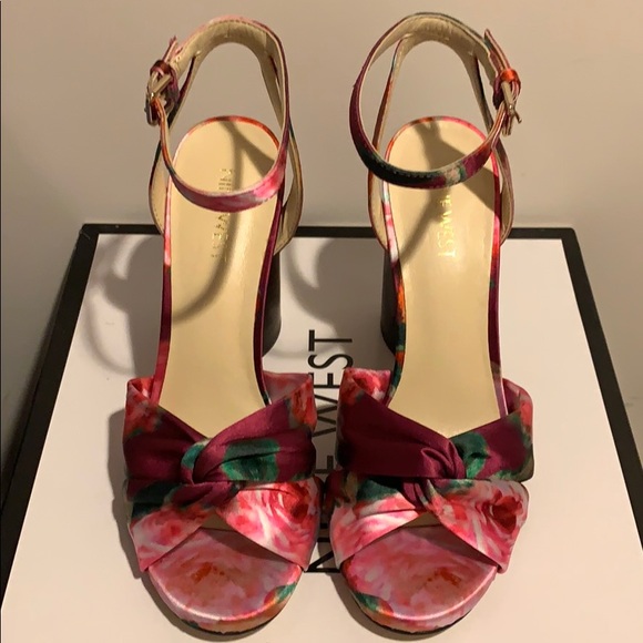 Nine West | Shoes | Nine West Satin Floral Pattern Heel | Poshmark